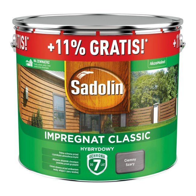 Impregnat Sadolin Classic Hybrydowy ciemny szary l Impregnaty Środki do drewna